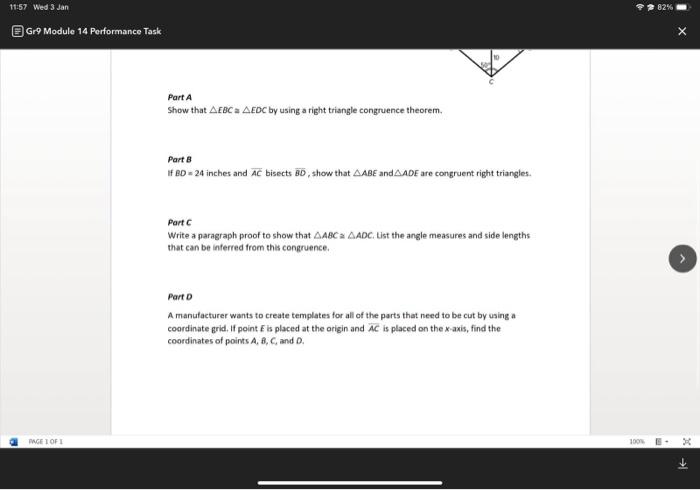 Solved In a kite design, four triangular pieces of fabric | Chegg.com