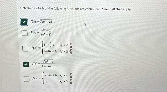 Solved Determine which of the following functions are | Chegg.com