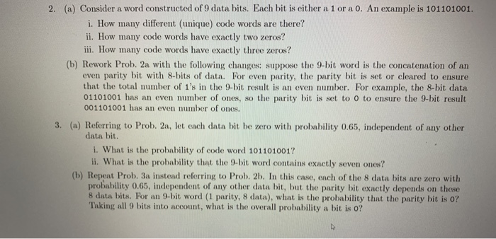 Solved 2. (a) Consider a word constructed of 9 data bits. | Chegg.com