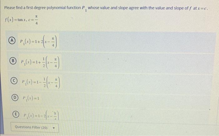 Solved Please find a first-degree polynomial function P1 | Chegg.com