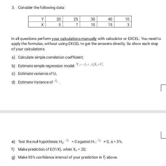 Solved 3. Consider the following data: [ In all questions | Chegg.com