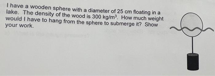 Solved I have a wooden sphere with a diameter of 25 cm | Chegg.com