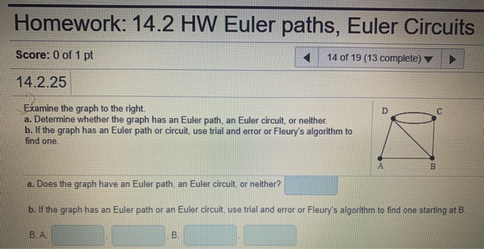 Solved Homework: 14.2 HW Euler paths, Euler Circuits Score: | Chegg.com