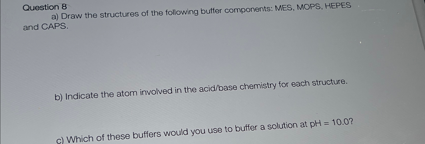 Solved Question 8a) ﻿Draw the structures of the following | Chegg.com