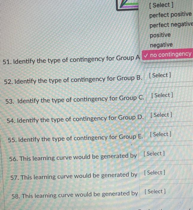 51. Identify the type of contingency for Group A 52. | Chegg.com