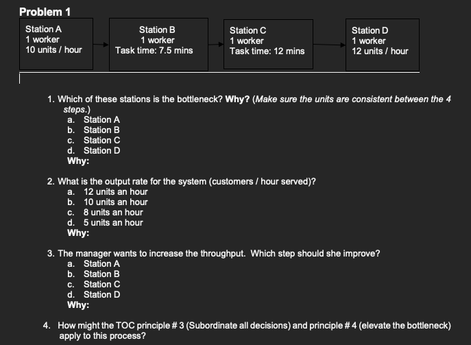 Problem 1Which of these stations is the bottleneck? | Chegg.com