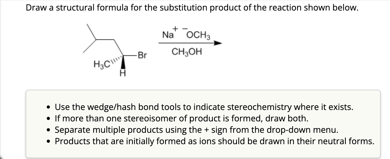 Solved Draw a structural formula for the substitution | Chegg.com