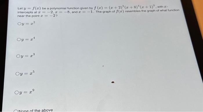 Solved Let y = f(x) be a polynomial function given by f(x) = | Chegg.com