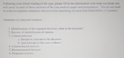 Solved Following your initial reading of the case, please | Chegg.com