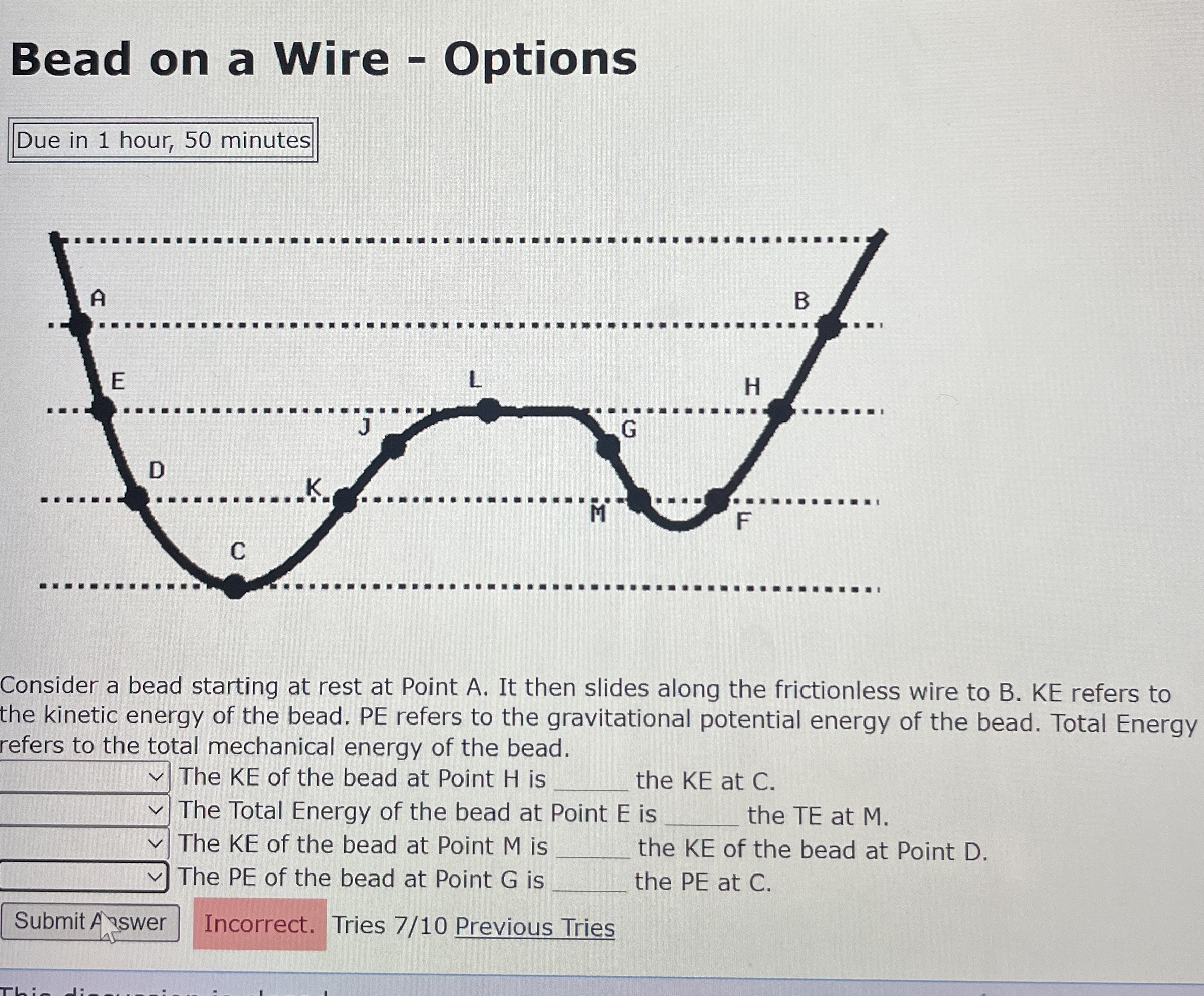 Solved Bead on a Wire - ﻿OptionsDue in 1 ﻿hour, 50 | Chegg.com