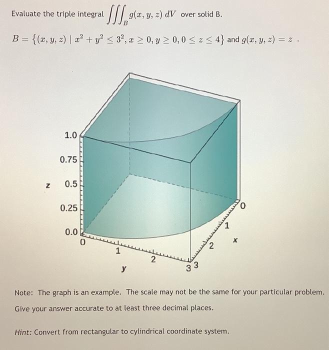 Solved Evaluate the triple integral ∭Bg(x,y,z)dV over solid | Chegg.com