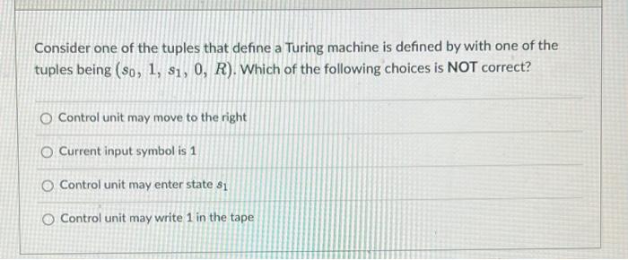 Solved Consider one of the tuples that define a Turing | Chegg.com