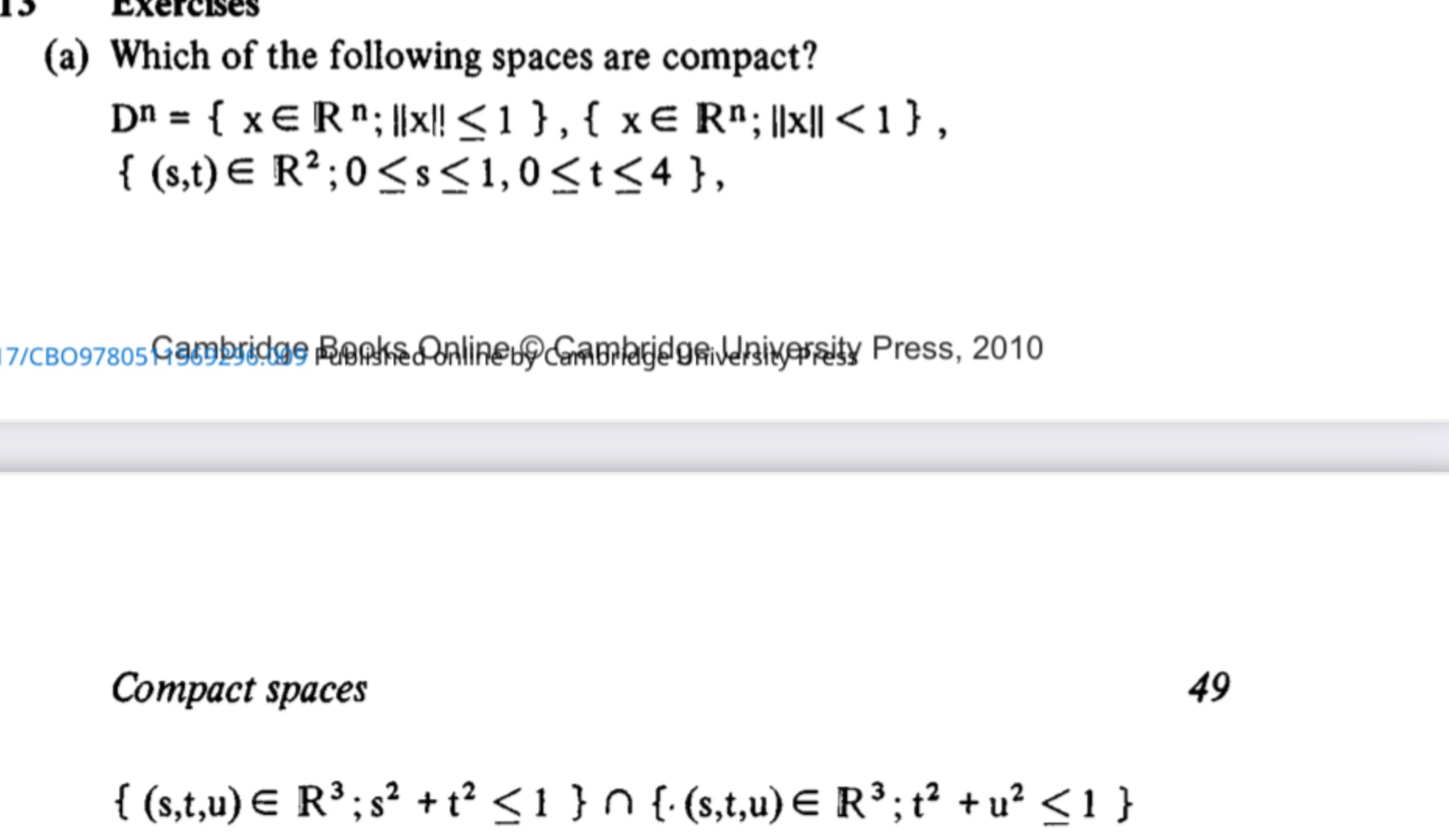 Solved (a) ﻿Which of the following spaces are | Chegg.com