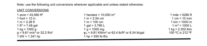 Solved Note: use the following unit conversions wherever | Chegg.com