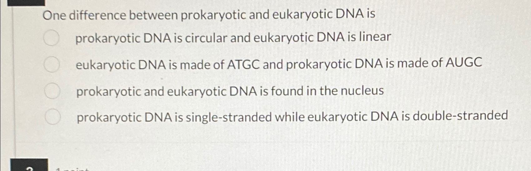 Solved One difference between prokaryotic and eukaryotic DNA | Chegg.com