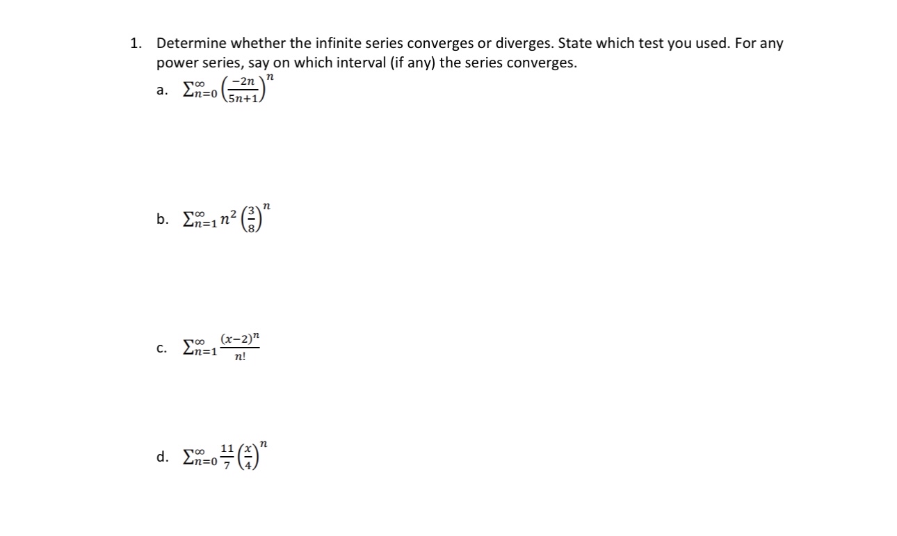 Solved Determine whether the infinite series converges or | Chegg.com