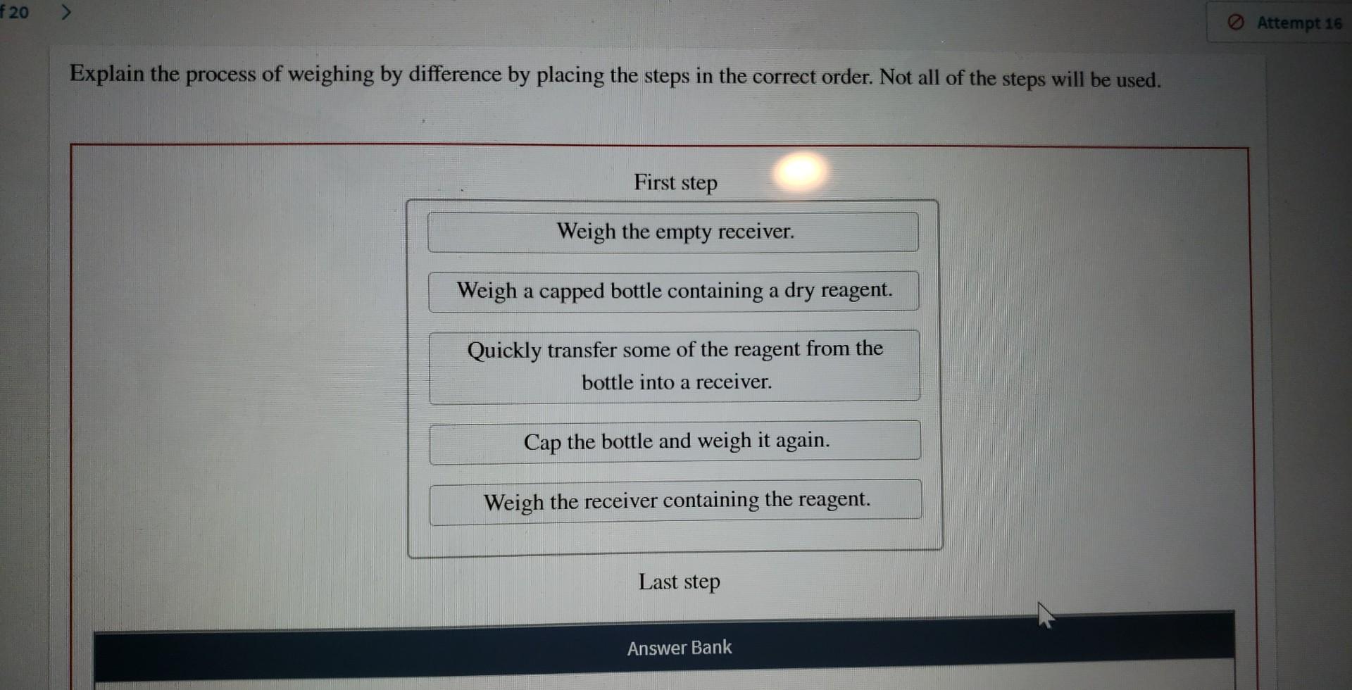 Solved Explain the process of weighing by difference by | Chegg.com