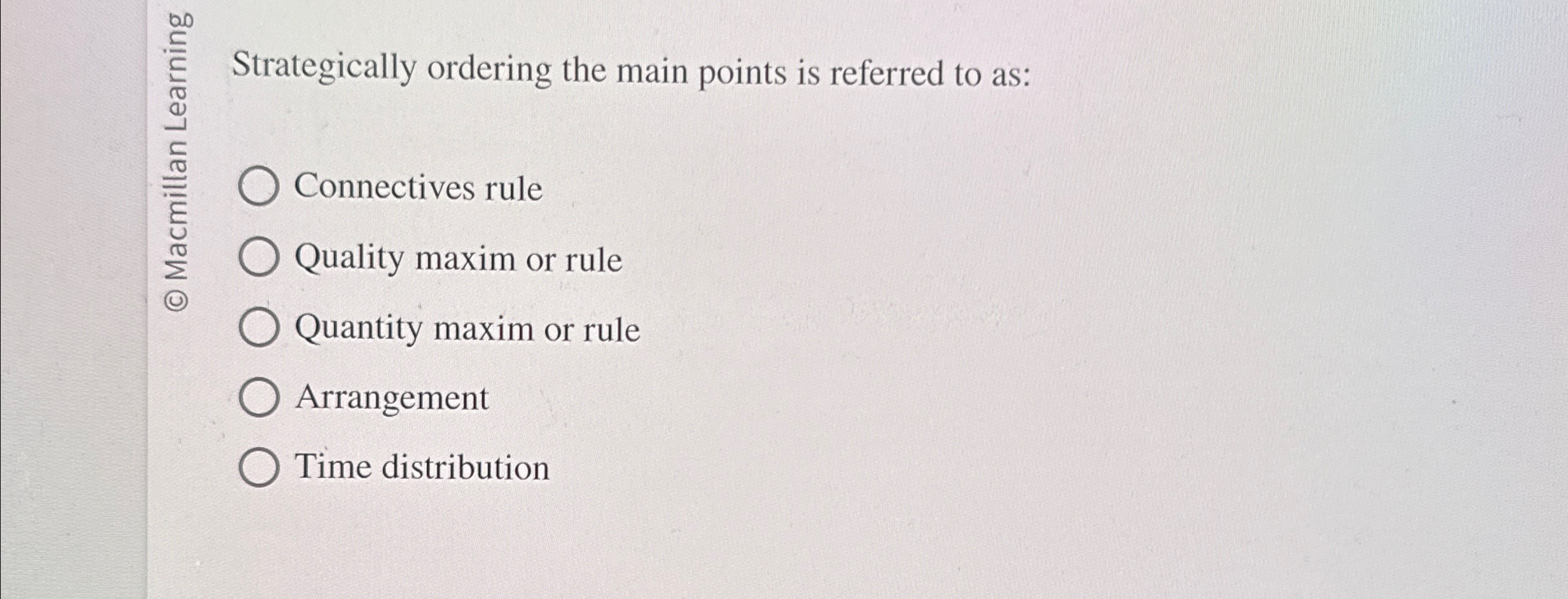 Solved Strategically ordering the main points is referred to | Chegg.com