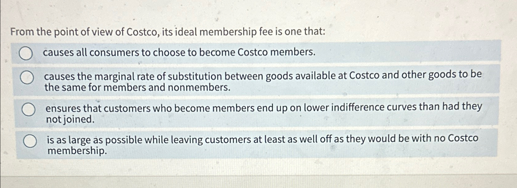 Solved From the point of view of Costco, its ideal | Chegg.com