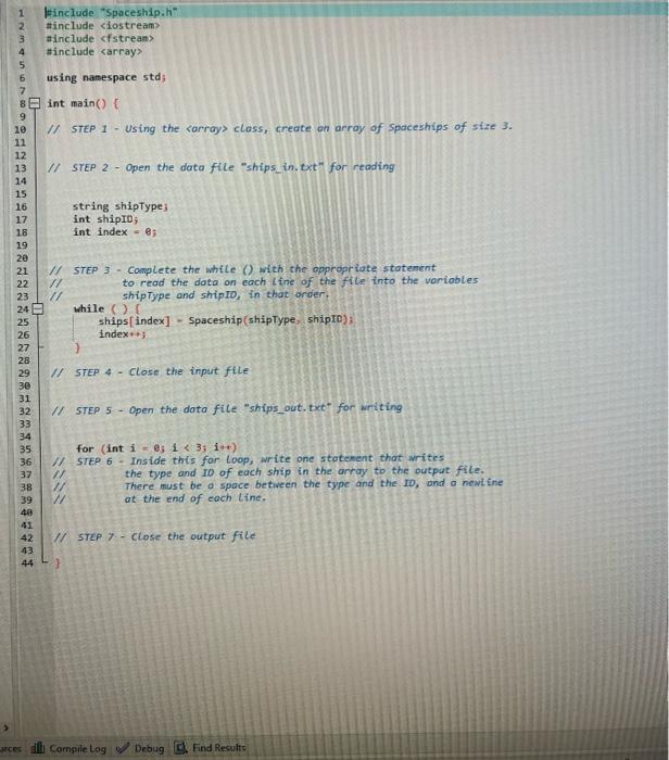 Solved Spaceship.hftinclude "Spaceship.h" Hinclude | Chegg.com
