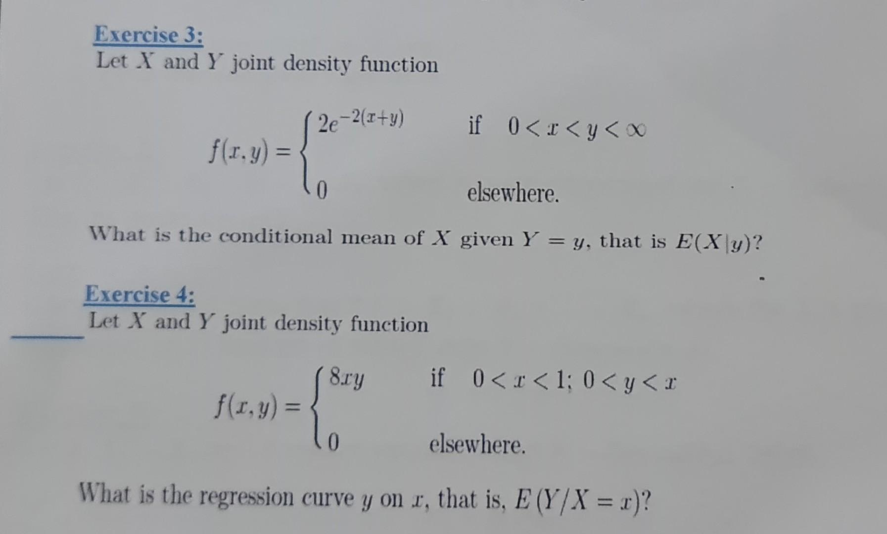 Solved Exercise 3: Let X and Y joint density function | Chegg.com