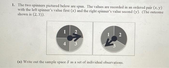 Solved The two spinners pictured below are spun. The values | Chegg.com