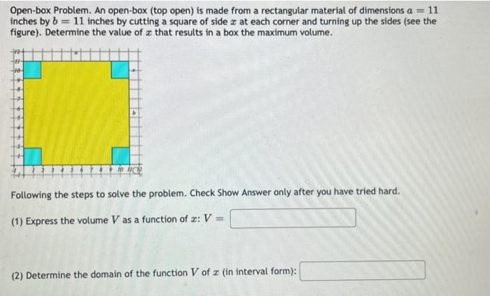 Solved Open-box Problem. An open-box (top open) is made from | Chegg.com