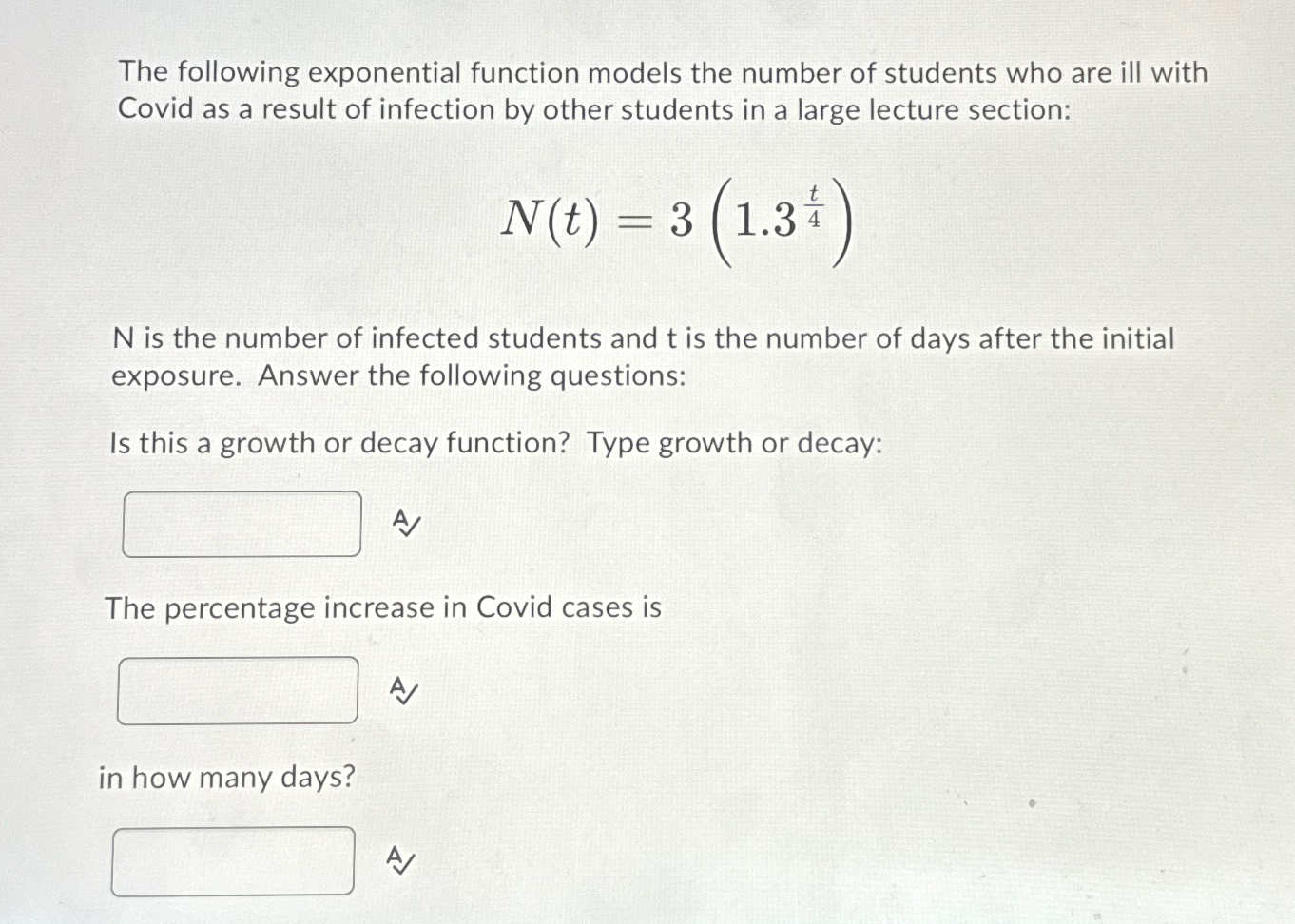 Solved The following exponential function models the number | Chegg.com
