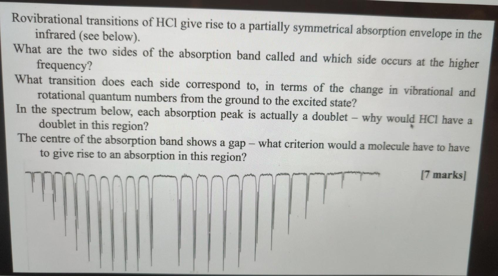 Solved Rovibrational transitions of HCl give rise to a | Chegg.com