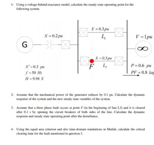 Solved 1. Using a voltage-behind-reactance model, calculate | Chegg.com