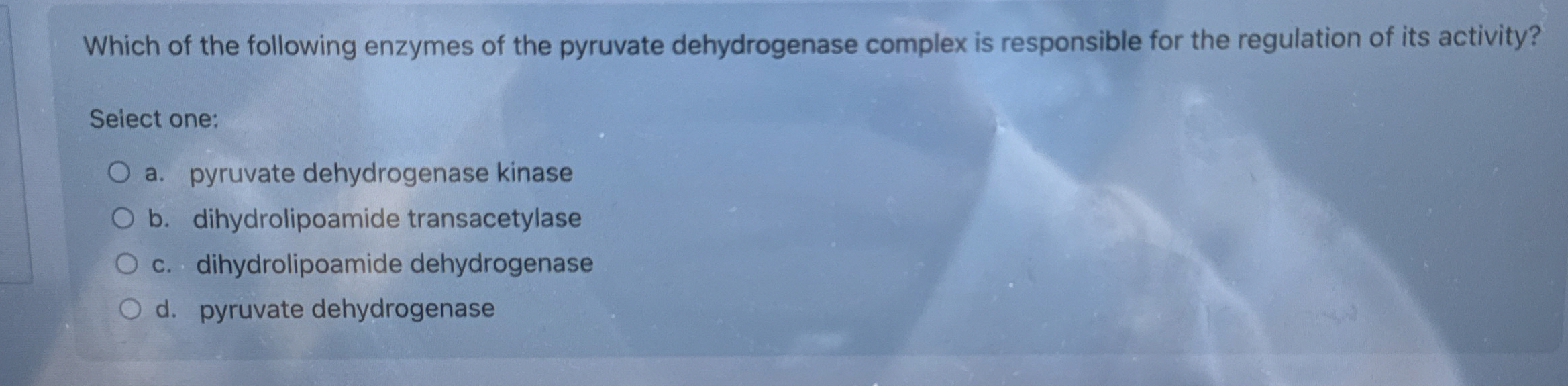 Solved Which of the following enzymes of the pyruvate | Chegg.com