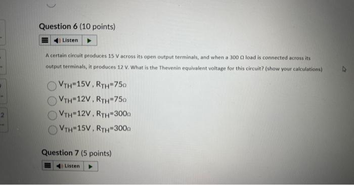 Solved A certain circuit produces 15 V across its open | Chegg.com