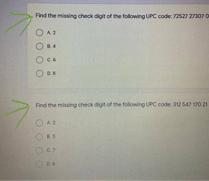 Solved Find the missing check digit of the following UPC | Chegg.com
