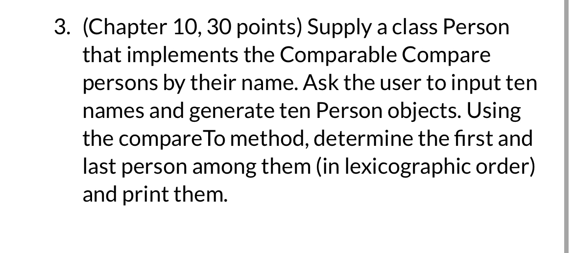 Solved JAVA Supply a class Person that implements the | Chegg.com