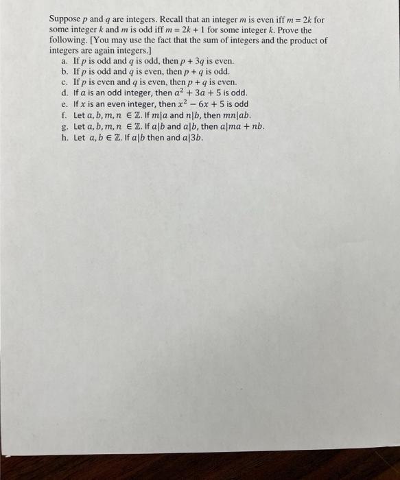 Solved Suppose p and q are integers. Recall that an integer | Chegg.com