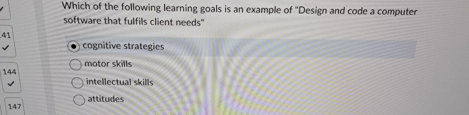 Solved Which of the following learning goals is an example | Chegg.com
