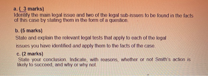a. 3 marks) Identify the main legal issue and two of | Chegg.com
