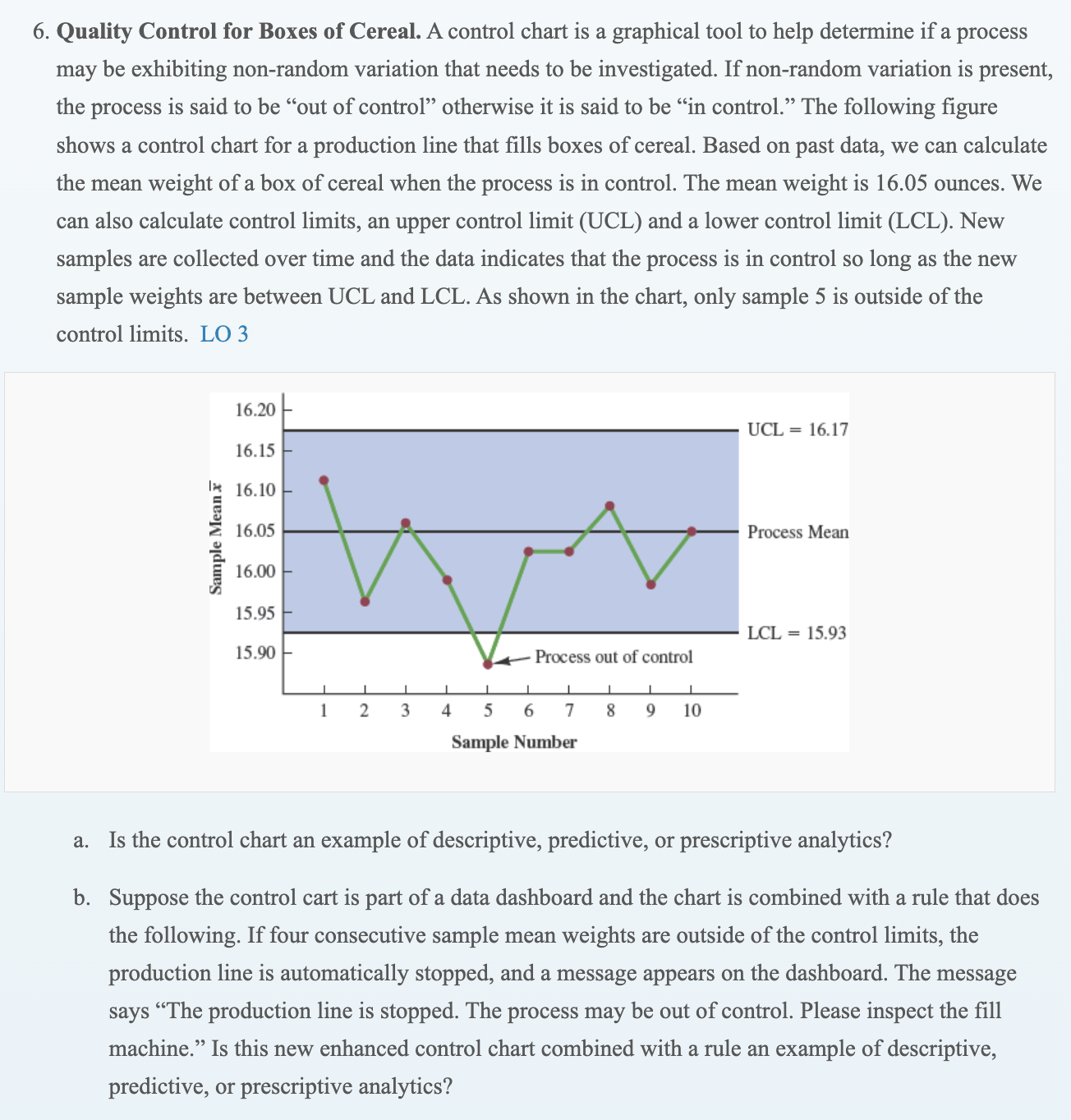 Solved a. ﻿Is the control chart an example of descriptive, | Chegg.com