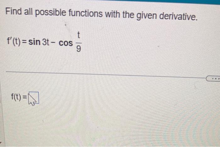 Solved Find all possible functions with the given | Chegg.com