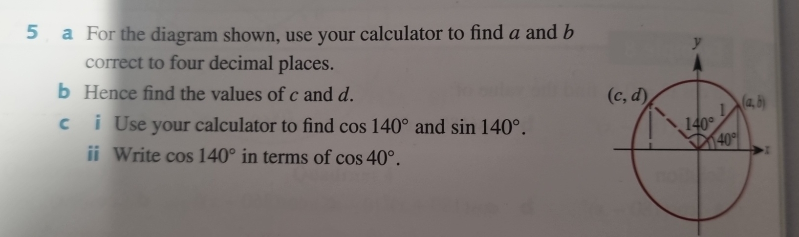 Solved 5 ﻿a For the diagram shown, use your calculator to | Chegg.com