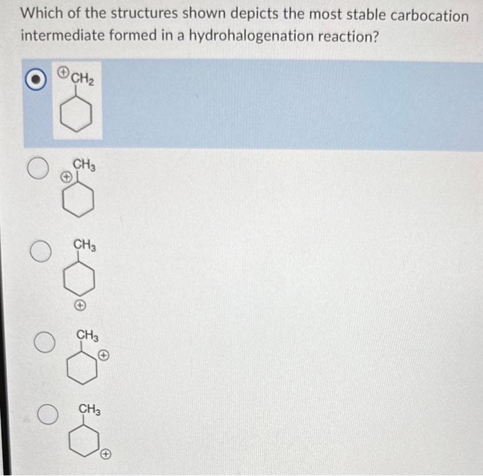 Solved which of the structures shown depicts the most stable | Chegg.com