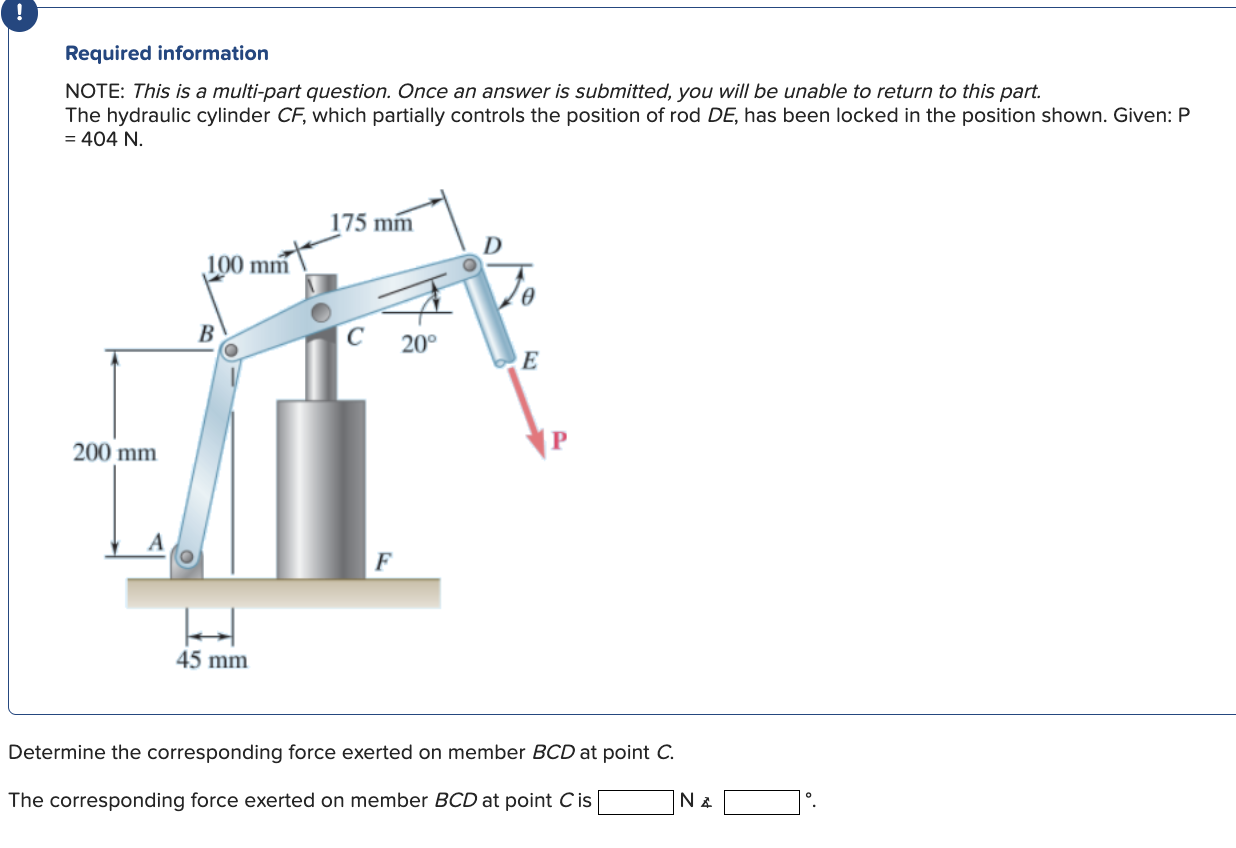 Solved The hydraulic cylinder CF, ﻿which partially controls | Chegg.com