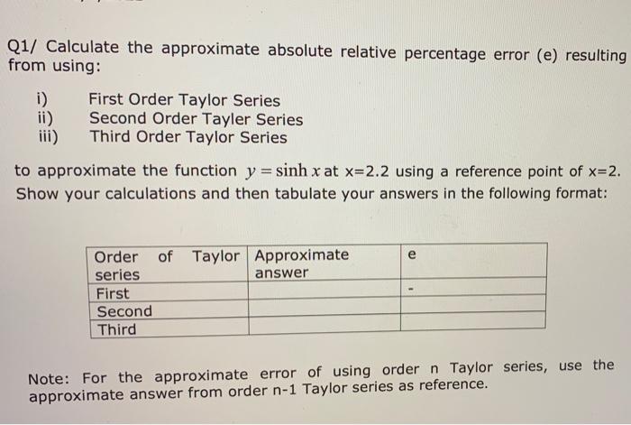 Solved Q1/ Calculate the approximate absolute relative | Chegg.com
