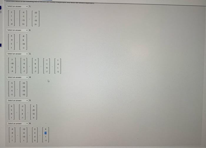 115−4⎦⎤=⎣⎡−9−1−1511⎦⎤,⎣⎡22−7−3531⎦⎤ Selest an mone | Chegg.com