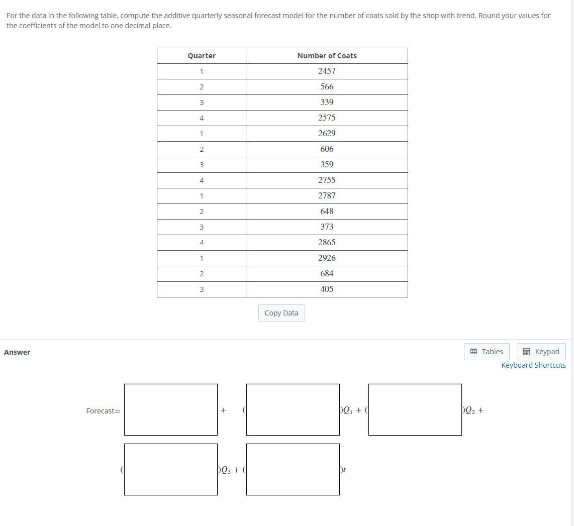 Solved For the data in ﻿the following table, compute the | Chegg.com