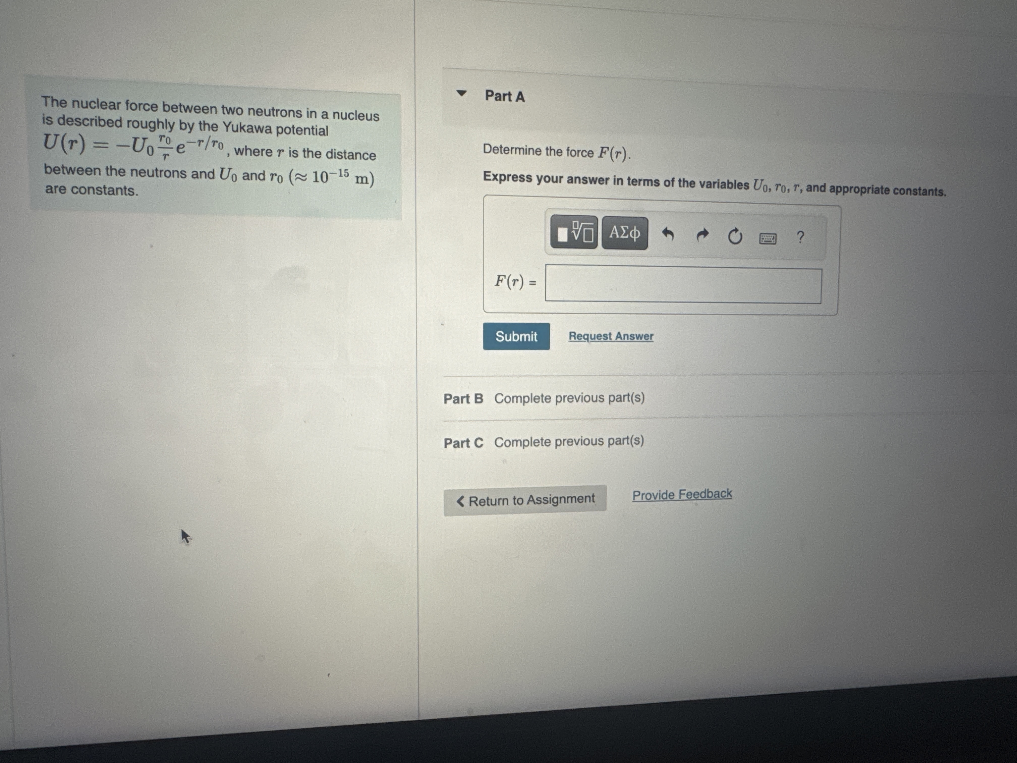 Solved The nuclear force between two neutrons in ﻿a nucleus | Chegg.com