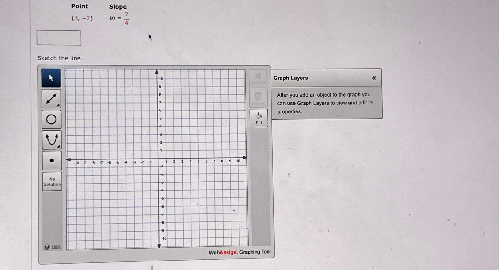 Solved PointSlope(3,-2),m=74Sketch the line.Graph | Chegg.com Solved PointSlope(3,-2),m=74Sketch the line.Graph | Chegg.com
