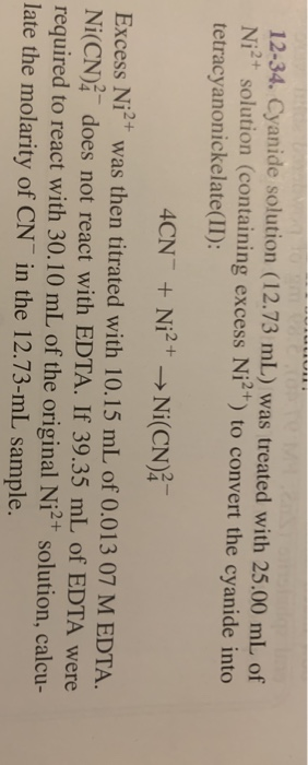 Solved 12-34. Cyanide solution (12.73 mL) was treated with | Chegg.com