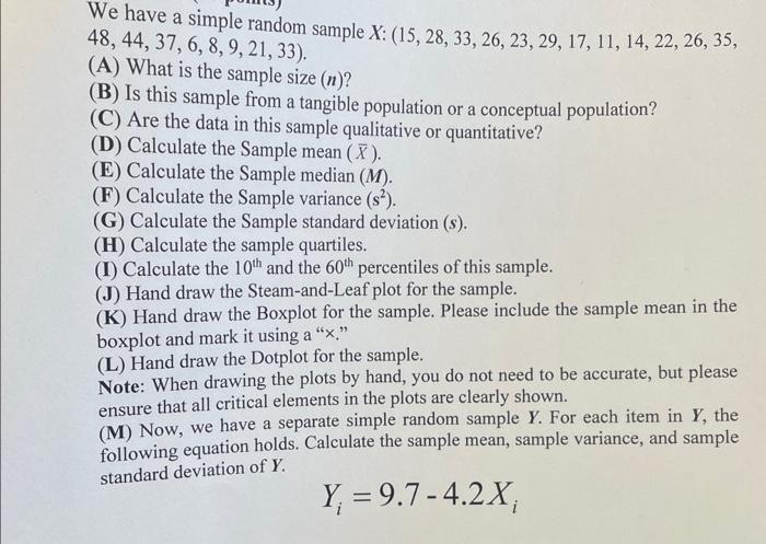 Solved We have a simple random sample | Chegg.com