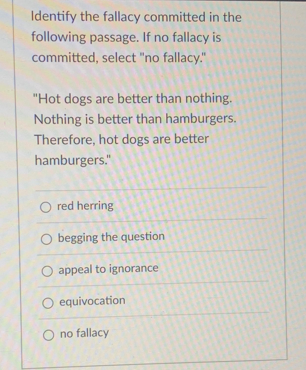 Solved Identify the fallacy committed in the following | Chegg.com